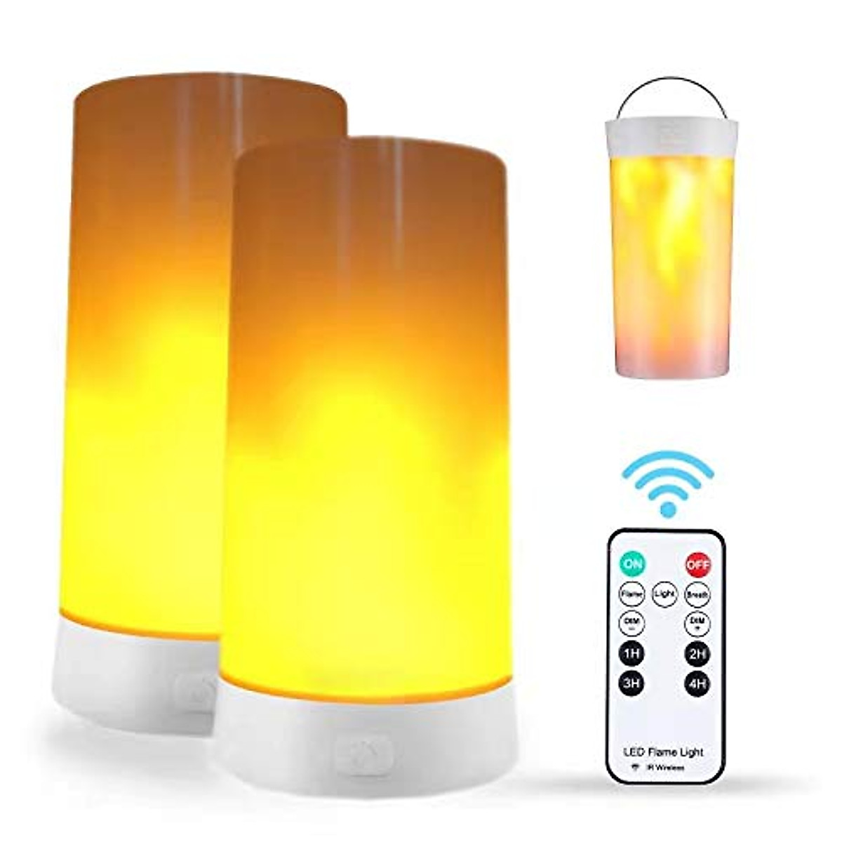 2PCS LED Flame Light, USB Rechargeable Flame Effect Light, Flame Lamp with Remote & Timer, Waterproof Dimmable Flameless Candles Light for Home Party Garden Camping Halloween Christmas Decoration