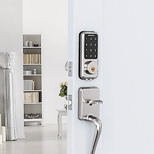 Smart Lock, SMONET Touchscreen Keypad Deadbolt, Keyless Door Entry for Exterior Door, Passcode Code Front Door Lock, WiFi Door Lock Compatible with Alexa, Bluetooth Deadbolt Lock for Home Office