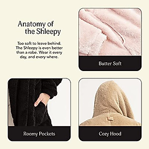 UnHide Shleepy Faux Fur Robe - Lightweight, Extra Soft, & Warm Wearable Blanket - Made From Soft Polyester Faux Fur Material - Machine Washable - Beige Bear - Plus Size