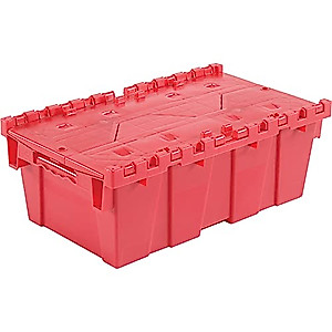 Global Industrial Distribution Container With Hinged Lid 19-5/8x11-7/8x7 Red