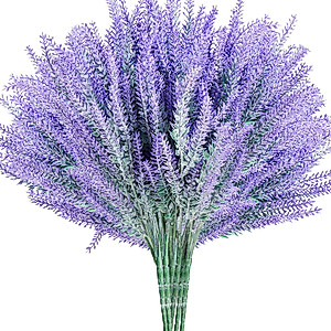 WILLBOND 12 Pieces Artificial Lavender Plants Lifelike Faux Silk Flowers for Weddings Home Garden Decoration Indoor Outdoor DIY Floral Arrangements