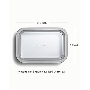 Caraway 6pc Glass Food Storage Set – 6.6 Cup Food Containers (6) - Ceramic Coated - Non Toxic, Non Stick with Lids - Microwave Safe - Gray