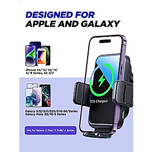 JOYROOM Wireless Car Charger Mount, Car Phone Holder Mount Wireless Charging for iPhone 14/13/12/11/X/8 Series [AUTO MOVING COIL] Wireless Charger for Car Compatible with Galaxy S22/S21/S20 Note 20/10