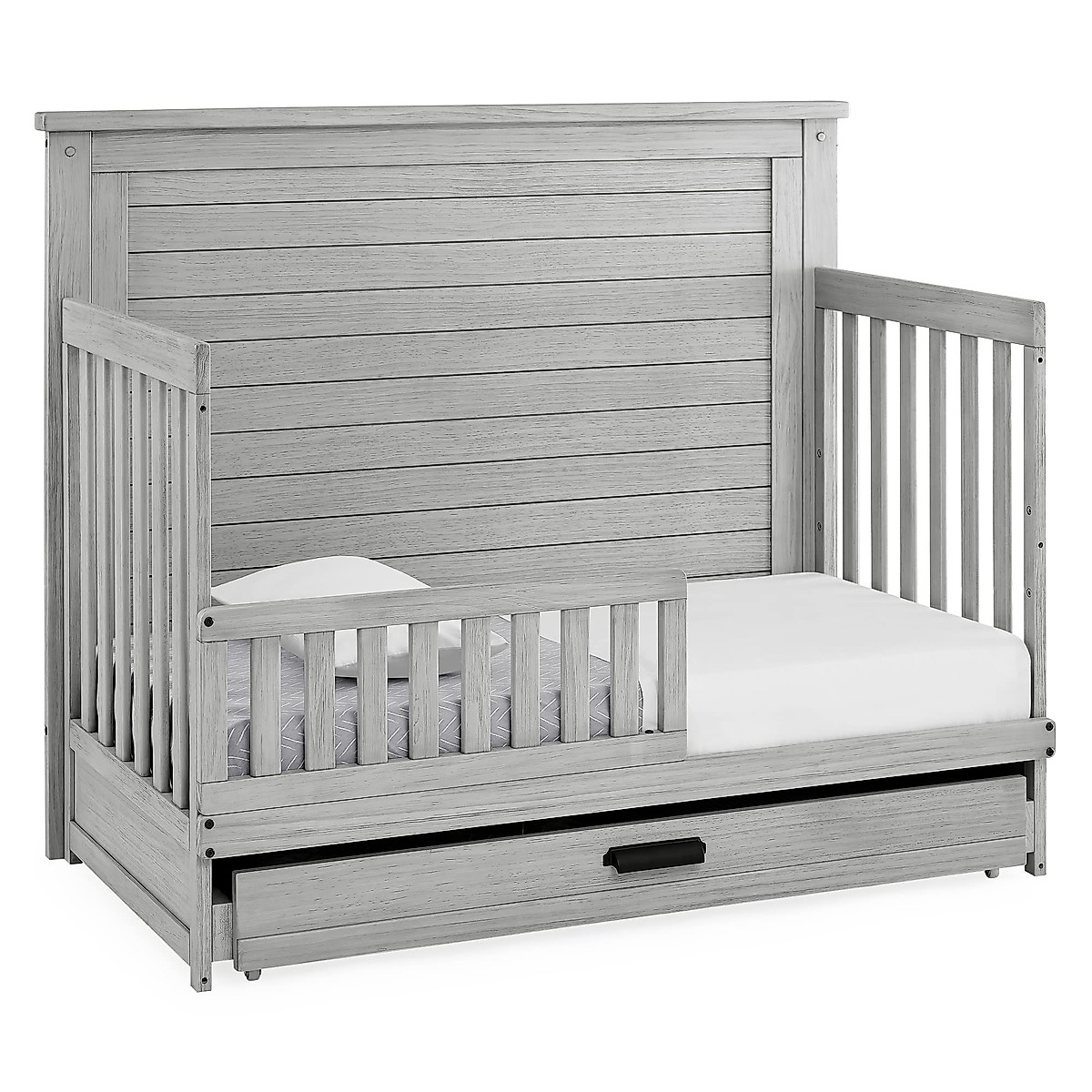 Delta Children Simmons Kids Caden 6-in-1 Convertible Crib with Trundle Drawer, Greenguard Gold Certified, Rustic Mist