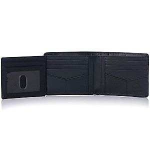 Alpine Swiss RFID Luka Men's Flip ID Wallet Deluxe Capacity ID Bifold With Divided Bill Section Camden Collection Smooth Finish Black Comes in a Gift Box