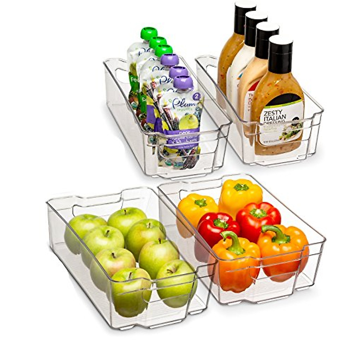 Home Basics Clear Acrylic Food Storage Container Bin for Fridge Freezer or Pantry, Stackable with Handles. Organize Fruit, Vegetables, Yogurt, Snacks, Pasta, Extra Large, 8” x 14"