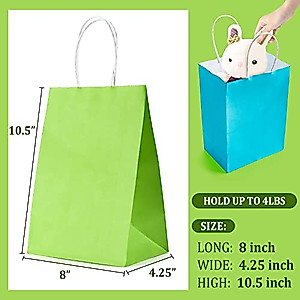 SHOPDAY 36 PCS Party Favor Bags 8x4.25x10.5 Gift Bags with Handles Bulk, Rainbow Kraft Paper Bags Goodie Bags 6 Assorted Colors Birthday Gift Bags Medium Sizes for Kids Wedding Craft Baby Shower Christmas