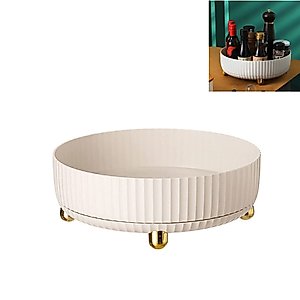 SNNAQSFR 2023 New Rotating Storage Rack - 360° Spinning Spice Rack Organizer, Safety ABS Material, Innovation Raised Edge Design, Must-have Tool for Kitchen (Small, White)