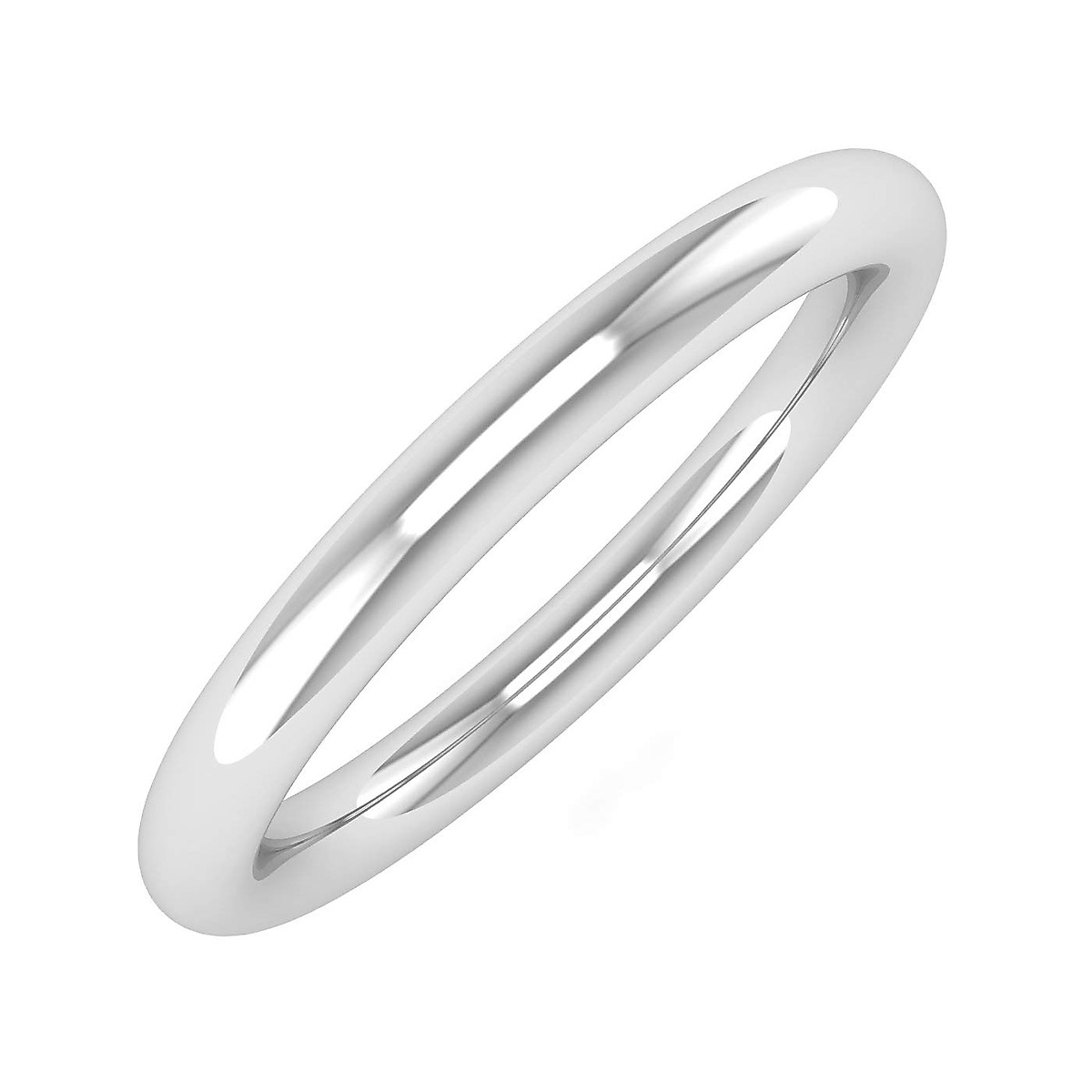 14K White Gold 2.5mm Plain Wedding Band (Ring Size 6)