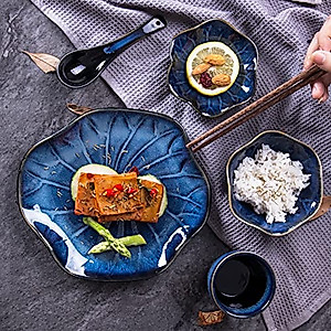 AB-Grade Porcelain Plate and Bowl Set,Porcelain 40 Piece Dinnerware Set, Service for 8, Ceramic Bowls and Plates Set Dinner Set, Reactive Glaze Dinnerware Sets, Kitchen Dishes Set, Oven/Microwave