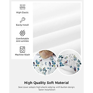 Leaves Birds Office Chair Cover Stretchable Computer Chair Seat Cover Backrest Slipcovers, Stretchable Rotating Desk Chair Seat Cushion Split Protectors Farmhouse Country Rustic Botanical Plant