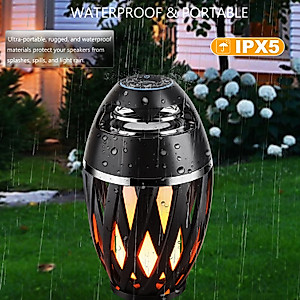 Tioneger Flame Outdoor Bluetooth Speakers, LED Table Lamp Speaker, Flame Light Speaker, Portable Wireless Waterproof Outdoor/Indoor LED Flickers Speaker with Handle, Gifts for Men (A1)