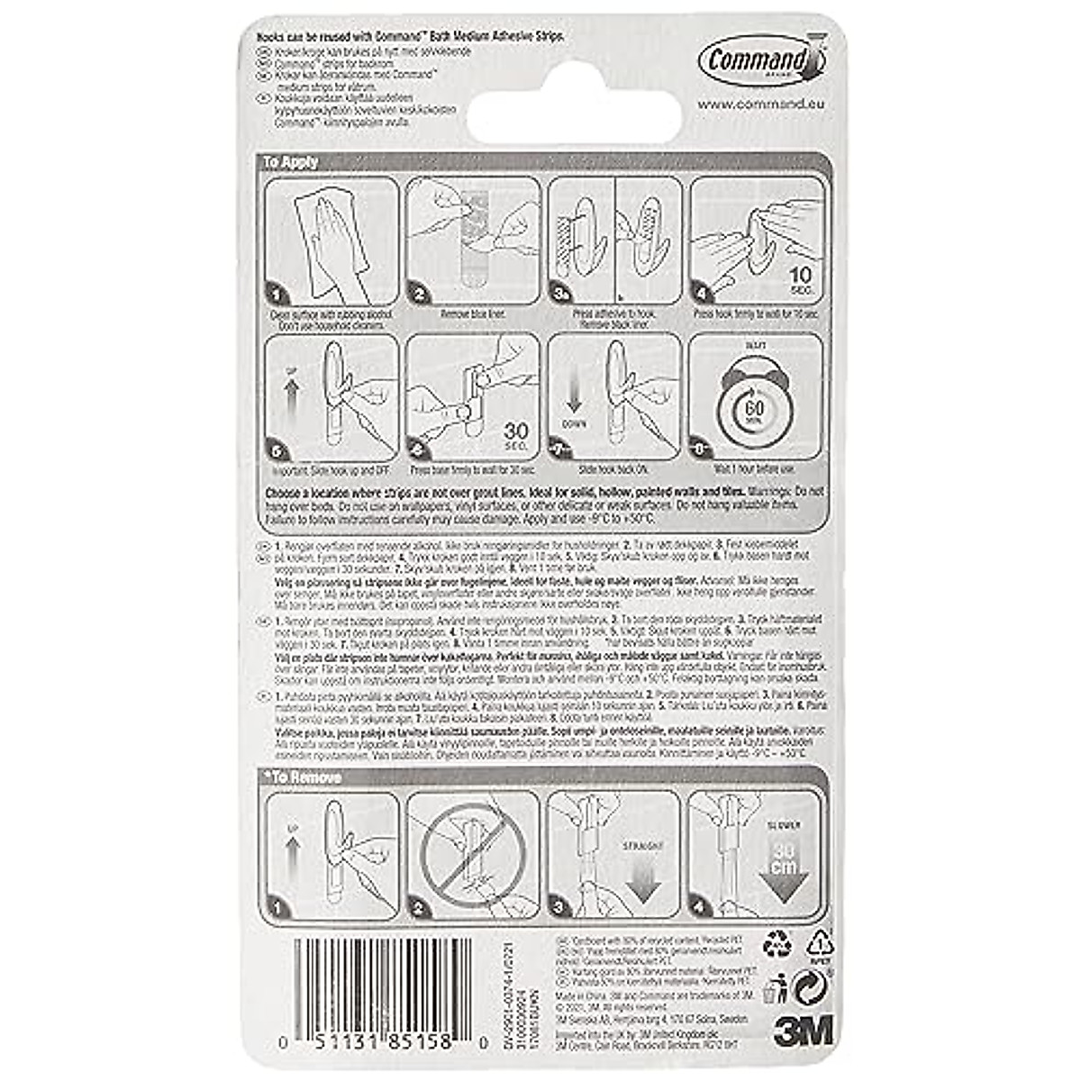 Command Designer Bath Hooks, Medium, White, 2-Hooks with Water-Resistant Strips (17081B-ES), Organize your dorm