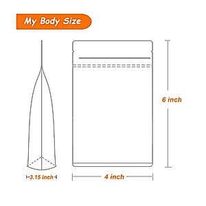 100 PCS Stand Up Pouches, 4 x 6 inch Kraft Paper Food Bags with Clear Window, Reusable Ziplock Food Storage Bags Resealable Pouches for Foods, Coffee Beans, Snacks