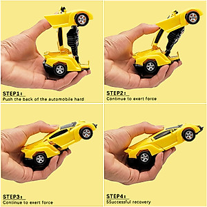 FB DINO TOYS Transforming Cars for 2 Years Old Boys and Toddlers, Inertia Driven Truck Toy for 3 Year Old Boy, Portable Toy for 2, 3, 4, 5, 6, 7, 8 Year Old Boys Christmas Birthday Gifts for Kids