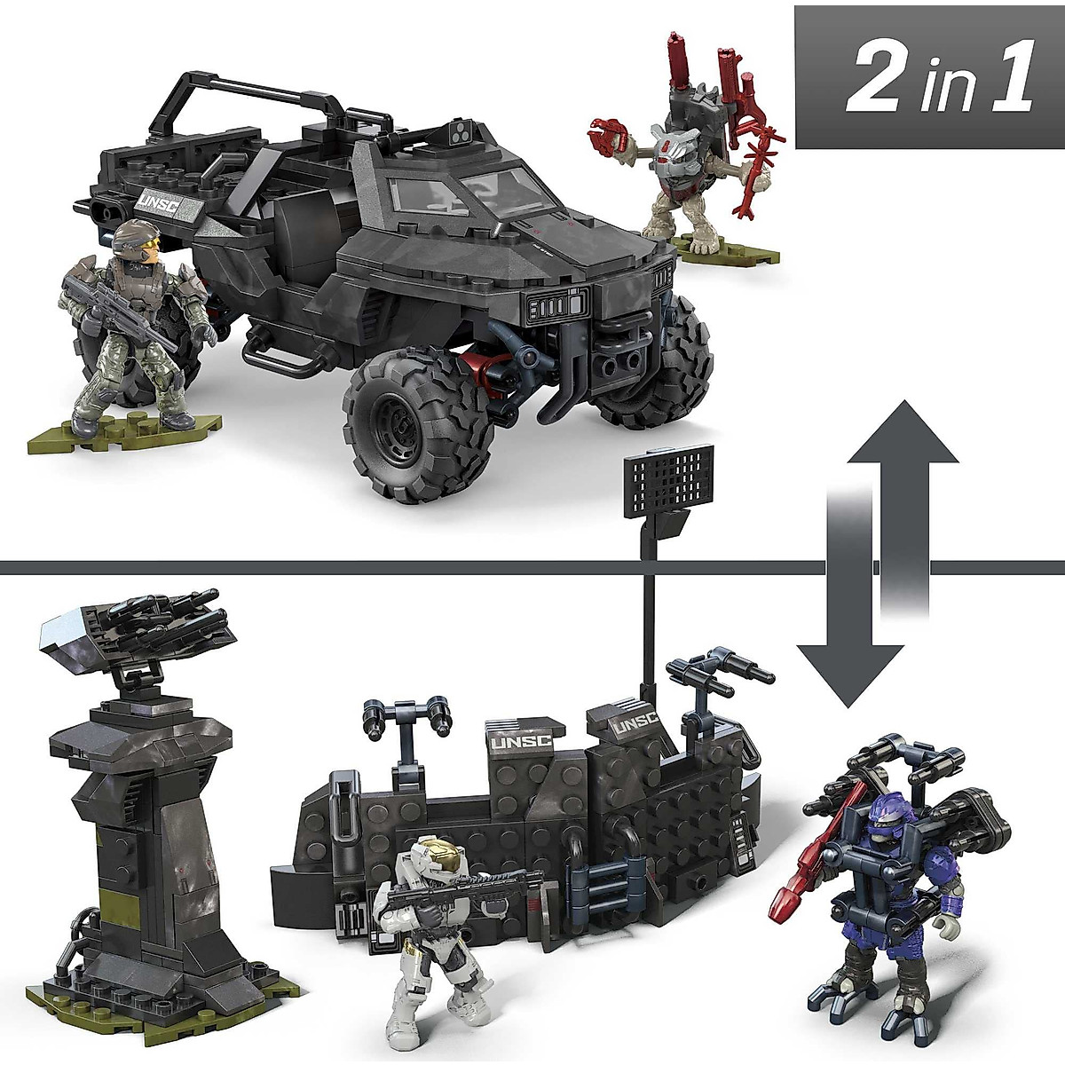 Mega Halo Infinite Toy Car Building Toys Set, UNSC Razorback Blitz Vehicle with 303 Pieces, 4 Micro Action Figures and Accessories, Gift Ideas