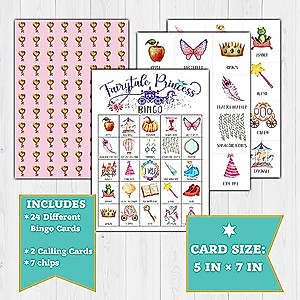 cyazila Fairy Tale Bingo Cards, Princess Bingo Games, Princess Birthday Bingo Games, 24 Player Bingo Game Sets for Adults, Birthday, Fairy Theme Party, Outdoor Indoor Games, B003