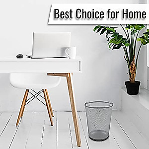 Zuvo Metal Wire Mesh Waste Basket Garbage Trash Can for Office Home Bedroom Height 10.1" Width 10", 4 Gallon (16 Quart) (2, Silver)