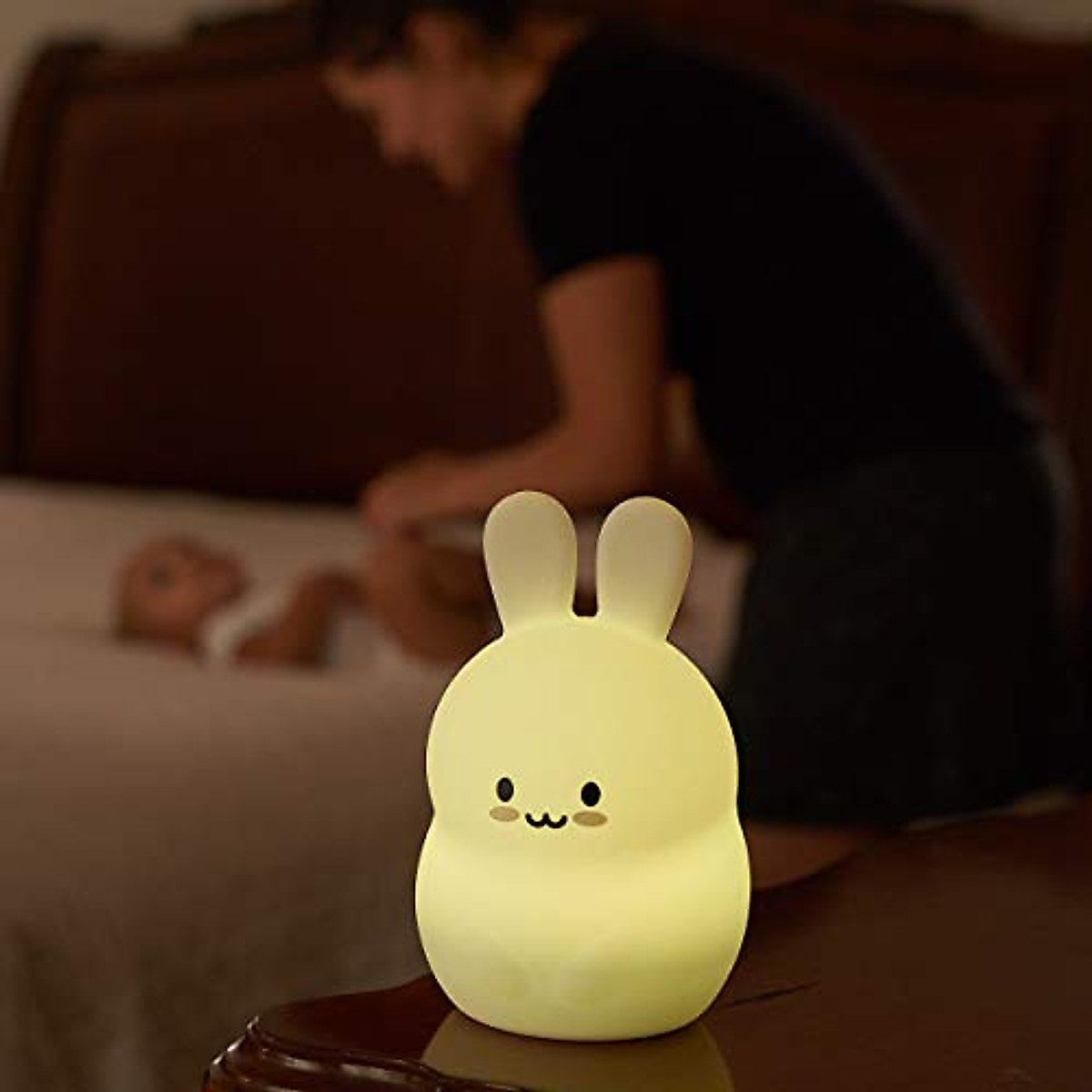 Lumipets Animal Kids Night Light, Silicone Nursery Light for Baby and Toddler, Squishy Night Light for Kids Room, Animal Night Lights for Girls and Boys, Kawaii Lamp, Cute Lamps for Bedroom (Bunny)