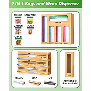GEYILO Bag Storage Organizer, Storage Bag Organizer, 4 Separate Baggie Organizer, Ziplock Bag Storage Organizer for Kitchen Drawer, Compatible with Gallon, Quart, Sandwich & Snack Variety Size Bags