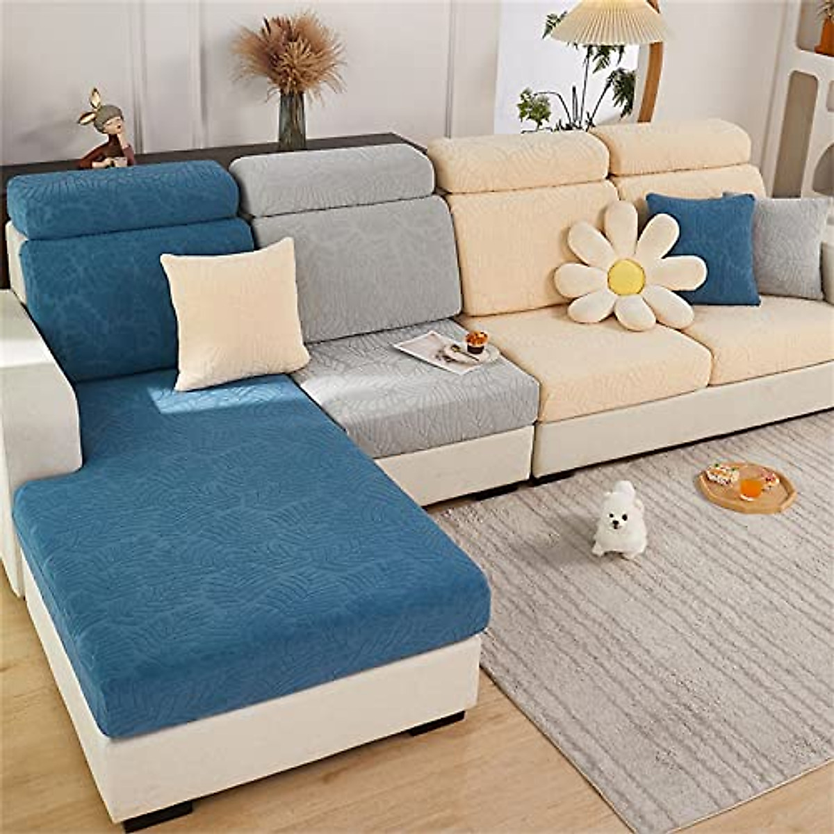 GSTUITGO Stretch Sofa Covers,Couch Cushion Slipcovers for Sofa Bedroom,Anti-Slip L Shape Sofa Covers,Chaise Lounge Sofa Slipcover,Wear-Resistant,for Sectional Sofa(Jade White,Single Seat)