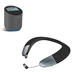 Avantree Orbit & Torus, New Bluetooth 5.0 Audio TV Wireless Transmitter w/LCD Display and Wearable Wireless Speaker with Retractable Earbuds aptX HD 3D Surround Stereo for TV