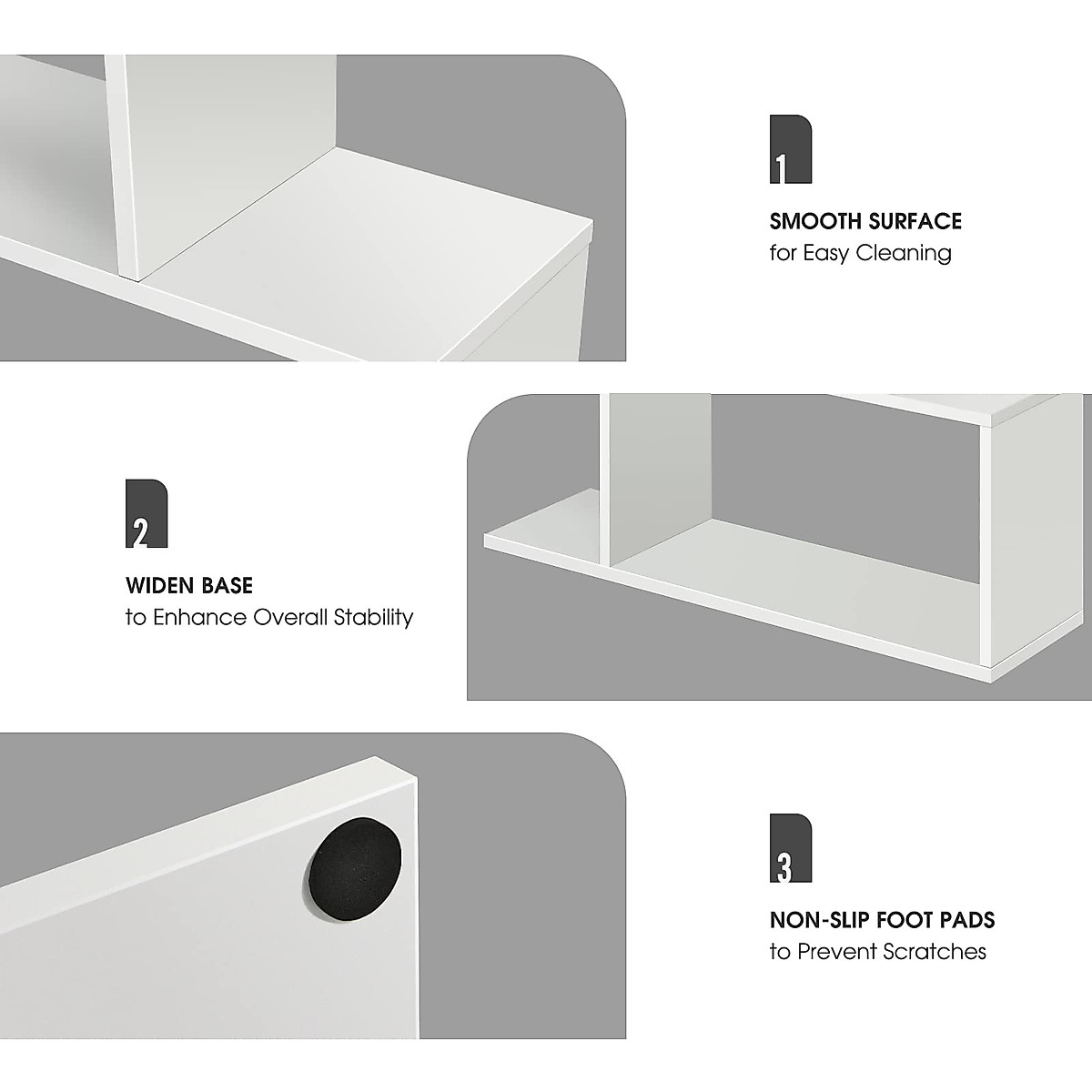 Giantex Geometric Bookcase White, S-Shaped Wooden Bookshelf, 6-Tier Modern Freestanding Decorative Storage Display Shelves for Bedroom, Living Room