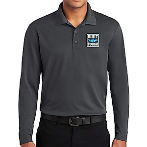 Ford Built Ford Tough Pocket Print Long Sleeve Polo, Graphite 3XL