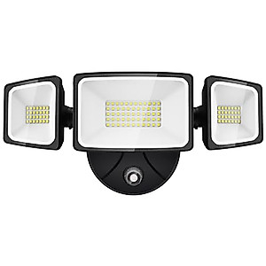 Onforu 60W LED Dusk to Dawn Security Lights, 6000LM Exterior Flood Light, IP65 Waterproof Outdoor 3 Adjustable Heads Photocell Lights Fixture, 6500K White Floodlights for Garage, Patio, Yard