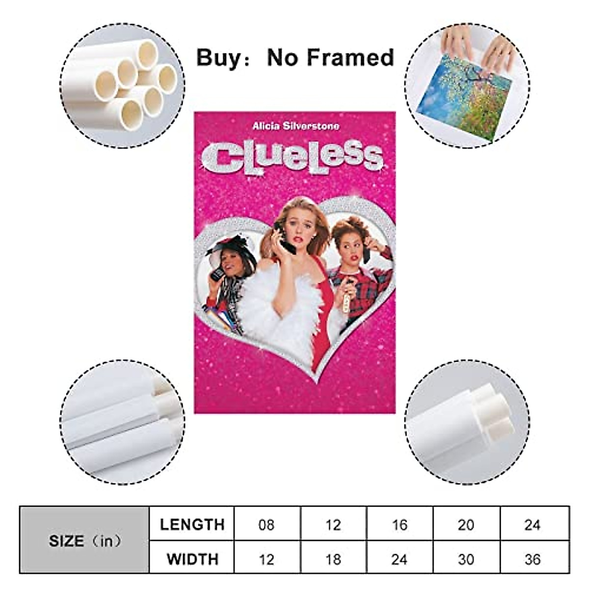 Clueless Vintage Movie Poster Canvas Wall Art 90S Room Aesthetic Posters 12x18inch(30x45cm)