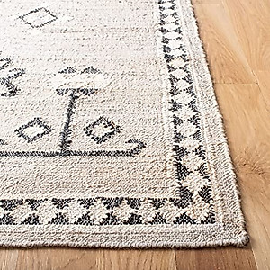 SAFAVIEH Kilim Collection Area Rug - 9' x 12', Grey & Black, Handmade Flat Weave Jute, Ideal for High Traffic Areas in Living Room, Bedroom (KLM762F)
