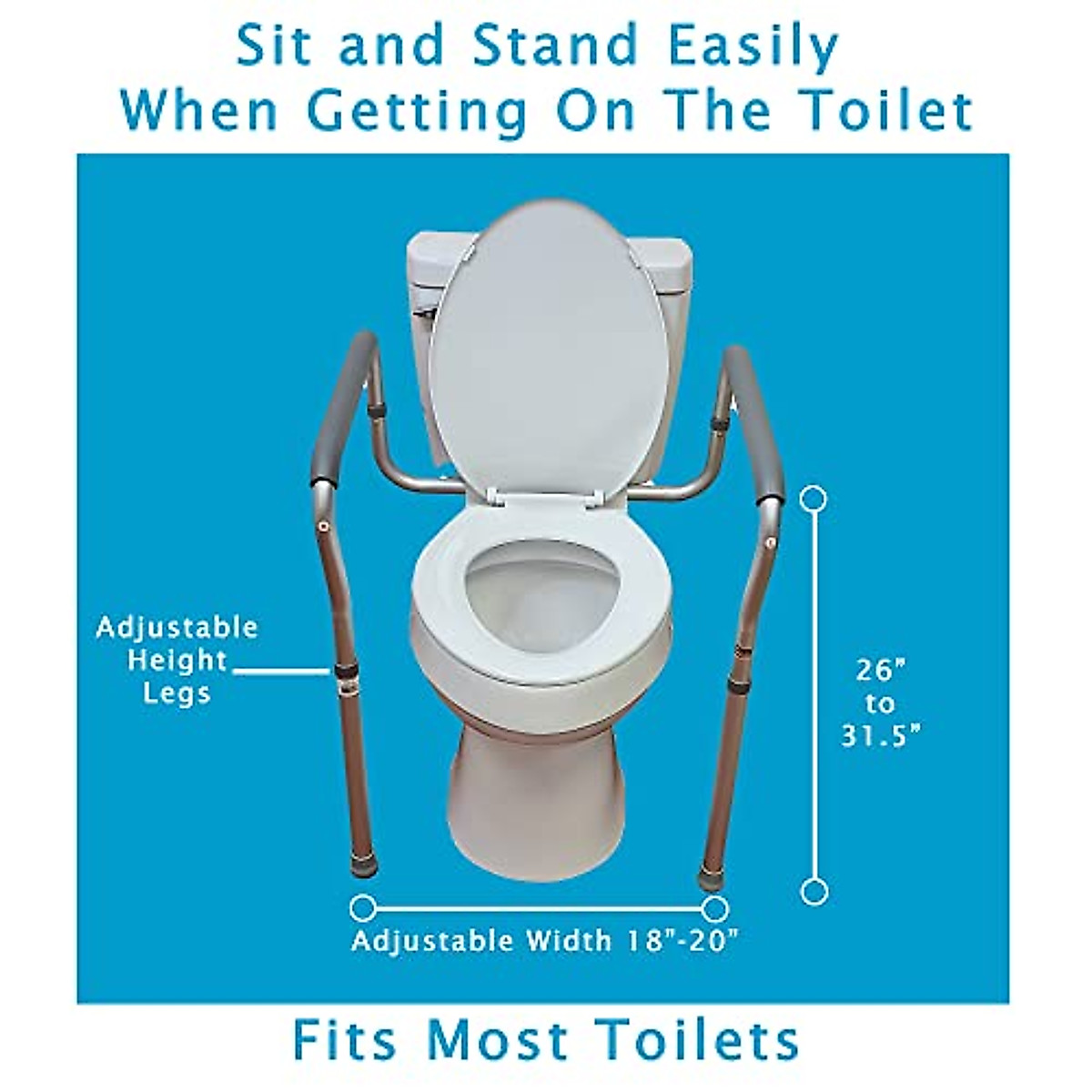 Carex Toilet Safety Rails - Toilet Safety Frame For Elderly, Handicap, or Disabled - Toilet Rails For Home Use, Elderly, Toilet Bars For Elderly And Disabled