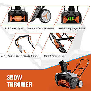 AIVOLT Cordless Snow Blower, 40V Battery Powered Snow Blower Kit, 21inch Brushless Motor Snow Remove Machine, w/ 2 x 4.0Ah Batteries and Dual Port Charger
