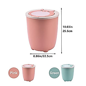 ENNTJOOY Mini Desktop Trash Can Mini Desk Garbage Can for Office Desktop Coffee Table Kitchen Bunny Cute Garbage Can Small Table Trash Can Shake Cover Bucket Small Paper Basket (Pink)