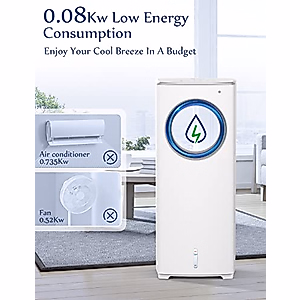 COMFYHOME Bladeless Evaporative Cooler, 3-IN-1 Windowless Portable Air Conditioner, 20ft Remote, 3 Wind Speeds Tower Fan & 8H Timer, 40°Oscillation, 32-INCH Evaporative Air Cooler for Home & Room