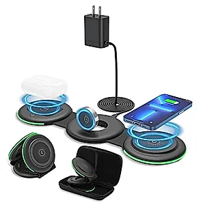 3 in 1 Wireless Charging Station,Apple Magnetic Foldable Fast Charger Pad for Magsafe iPhone14/Pro/Max/Plus/13/12/11/Pro/XS/XR/8,Watch Series 4/5/6/7/8,AirPods 3/2/Pro(Adapter Included)