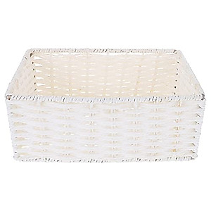 VOSAREA Rattan Woven Storage Baskets Bins: 22CM Water Hyacinth Shelf Basket Seagrass Wicker Makeup Organizer Toilet Paper Container Box Laundry Holder