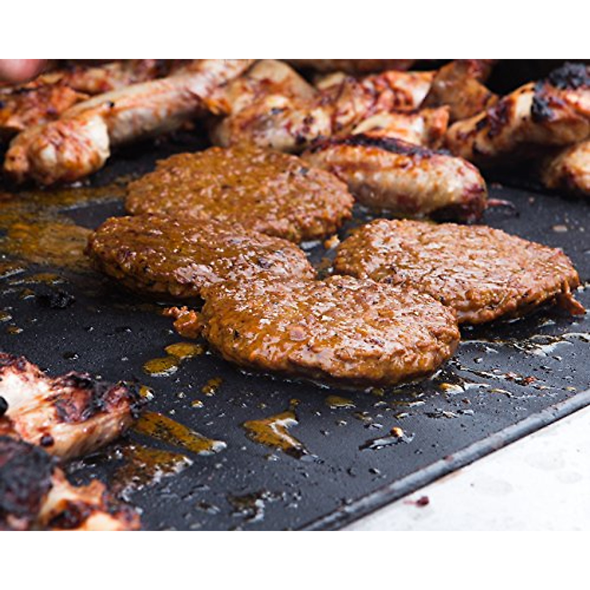 OxGord BBQ Grill Mat - Grilling Sheet for NonStick Barbeque Cooking - Pack of 4, 16x13 Inches - High Heat, Reusable Matt for Gas, Charcoal, Electric Grille, or Baking