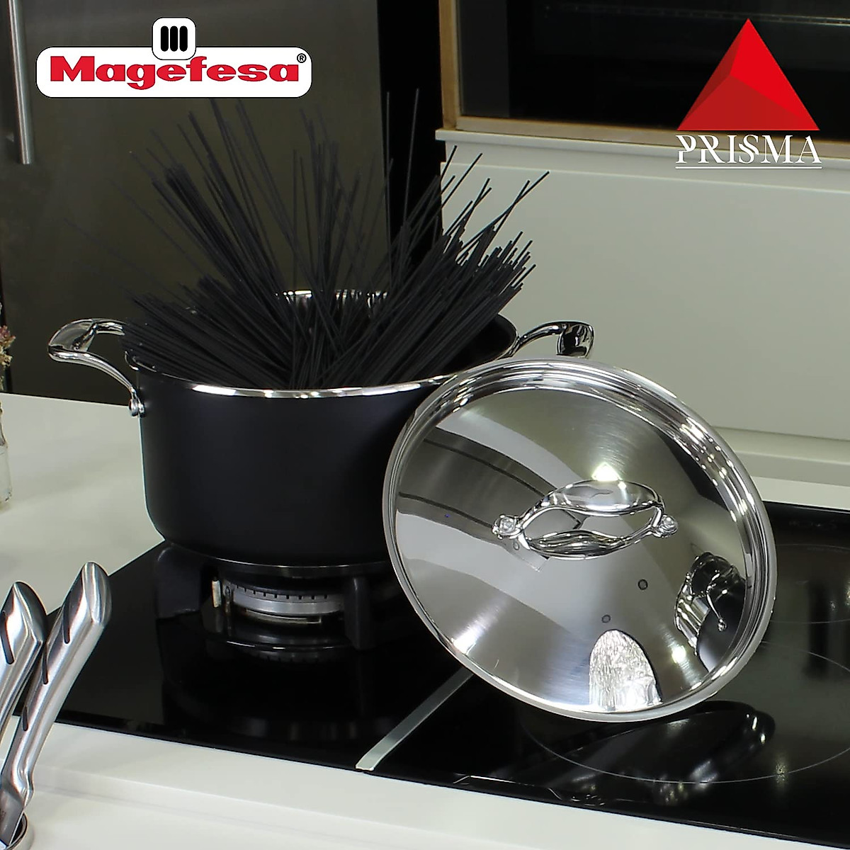 MAGEFESA Prisma – 9.4 inches stew pot, dutch oven with lid, made of 18/10 stainless steel, for all types of kitchens, INDUCTION, easy cleaning, dishwasher and oven safe up to 392ºF