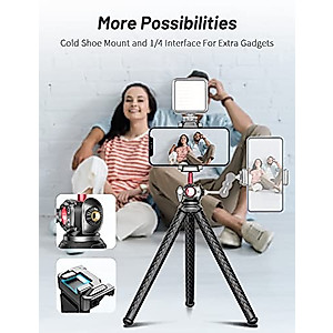 Phone Tripod Stand with Upgraded Phone Clip, Tupwoon Flexible Tripod for iPhone and Android Cell Phone, Portable Phone Stand for Video Recording, Camera, GoPro