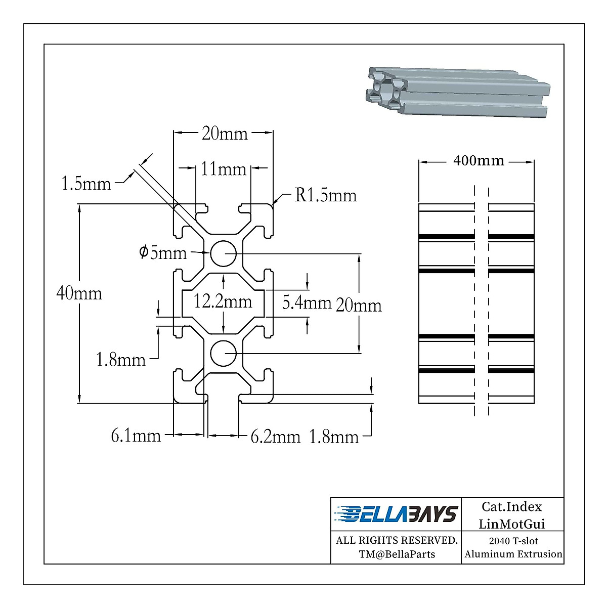 2pcs 2040 T Slot Aluminum Extrusion Profile 400mm 15.74inch European Standard Anodized Extruded Linear Rail Guide Frame for 3D Printer Laser Engraving CNC Automation Equipment DIY Black BELLA BAYS