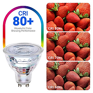 LISTOCASA GU10 LED Light Bulbs 6500K Cool White,5.5W(55W Halogen Equivalent), Dimmable Spotlight GU10 LED Bulbs, Full Glass Cover Recessed Track Light Bulbs 10-Packs