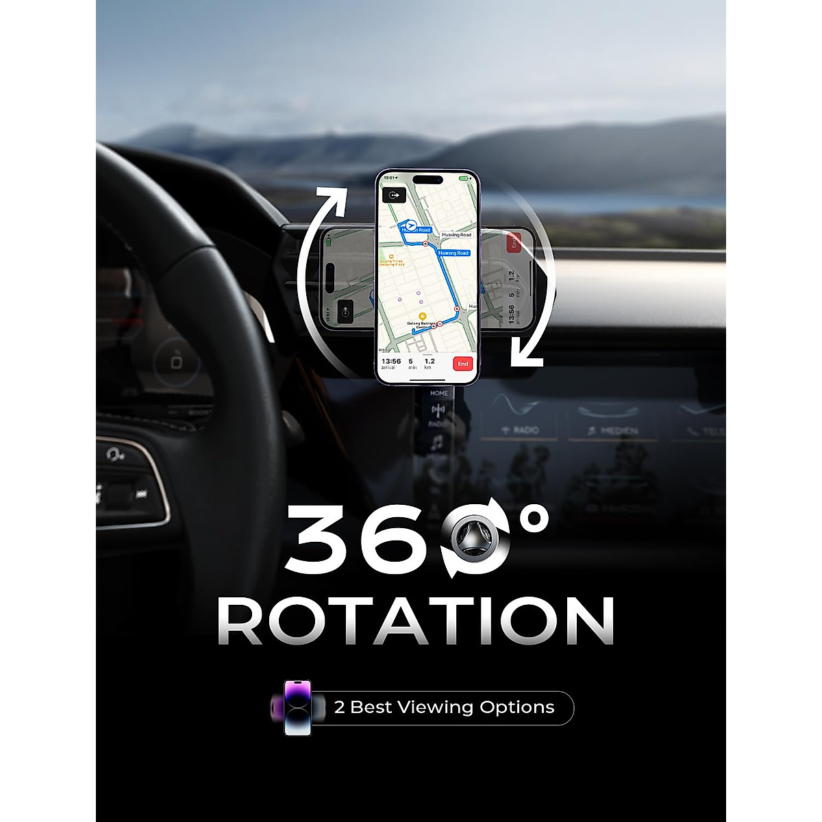 LISEN Fits MagSafe Car Mount [20 Strongest Magnets] Magnetic Phone Holder for Car Fits iPhone 15 Pro Max Plus, Adjustable Air Vent Magsafe Cell Phone Holder Car for iPhone 14 13 12 & MagSafe Case