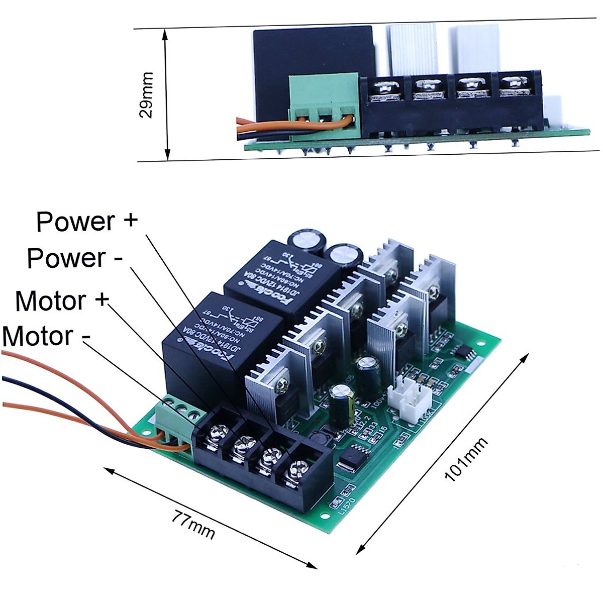 High-Power 40A Reversing DC 12V 24V 36V 48V Motor Governor Speed Controller Reversing Switch