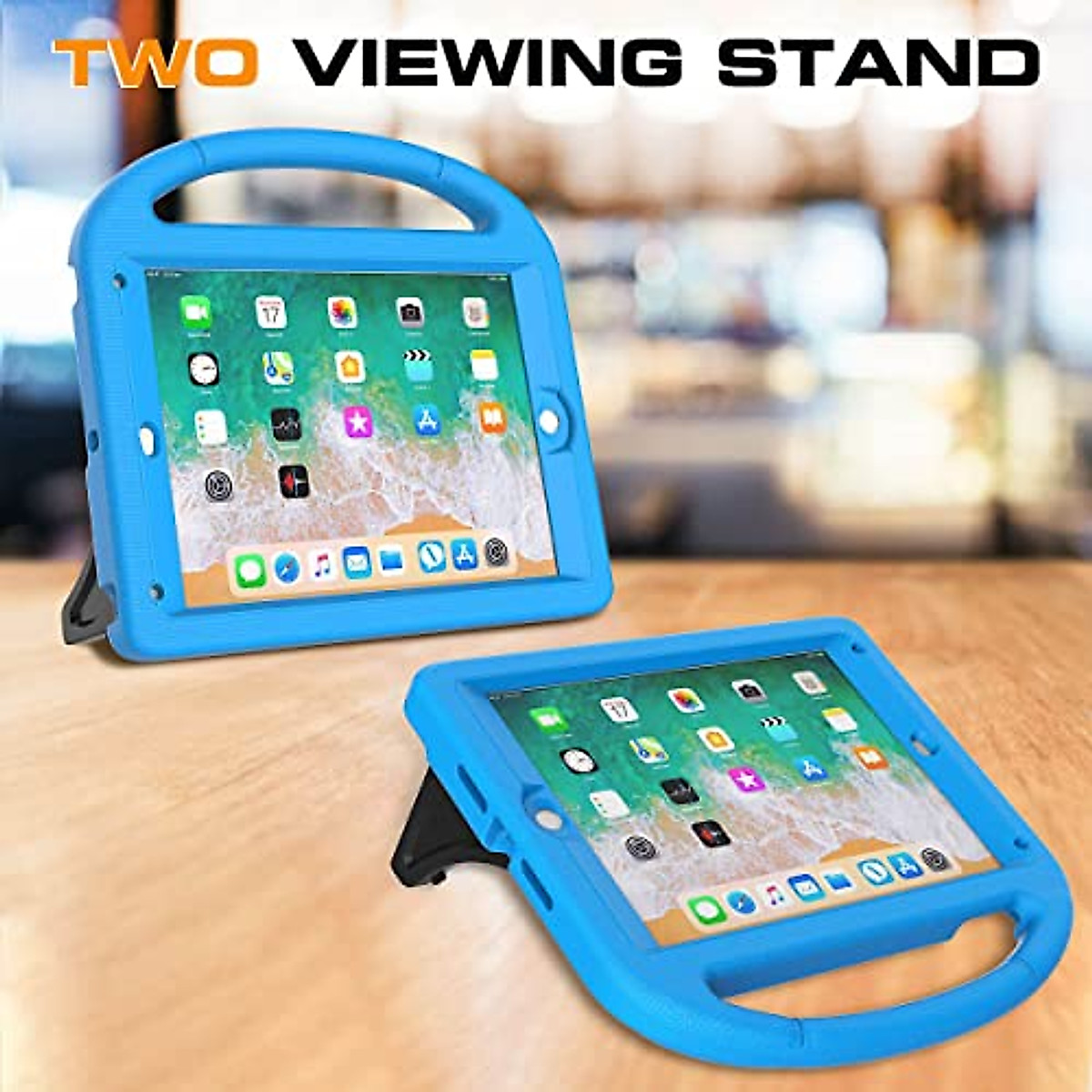 MOXOTEK iPad 6th/5th Generation Case, iPad Air 1/2 Case, iPad Pro 9.7 Case for Kids, Shockproof Protective Cover with Screen Protector for iPad 9.7 inch 6/5 Generation 2018/2017, Blue