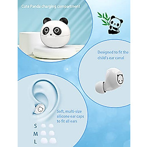 Kids Wireless Earbuds, TOGETFAC Bluetooth Earbuds, Noise Canceling Headphones with Cute Panda Comfortable Lightweight Design for Girls Women Sports 5.1 In-Ear Headphones with Mini Charging Case