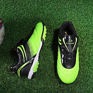 MiFeloo Outdoor Youth Turf Soccer Cleat Shoes Boys Girls Lace Up Football TF Training Sneaker(Big Kid) Green US 6