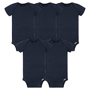 Gerber Baby 5-Pack Solid Onesies Bodysuits, Navy, 6-9 Months