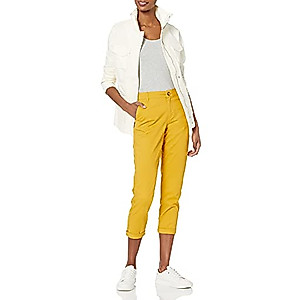 Amazon Essentials Women's Mid-Rise Slim-Fit Cropped Tapered Leg Khaki Pant, Dark Yellow, 12
