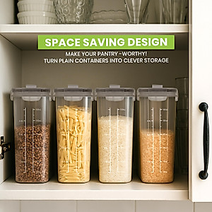 Utopia Kitchen Cereal Containers Storage - 4 Pack Airtight Food Storage Containers & Cereal Dispenser For Pantry Organization And Storage - Canister Sets For Kitchen Counter